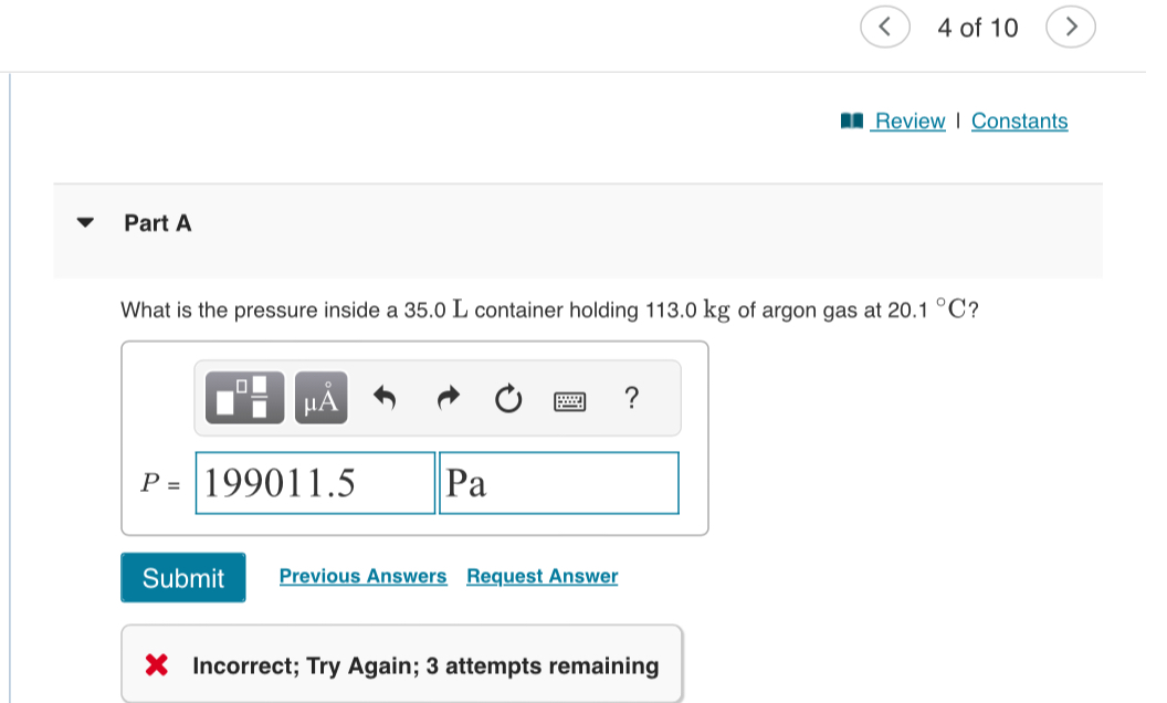 Solved What is the pressure inside a 35.0L ﻿container | Chegg.com