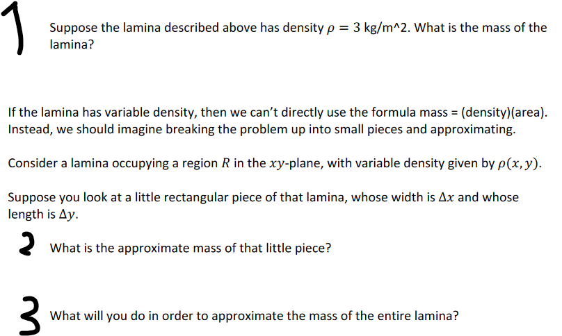 Solved Suppose the lamina described above has density | Chegg.com