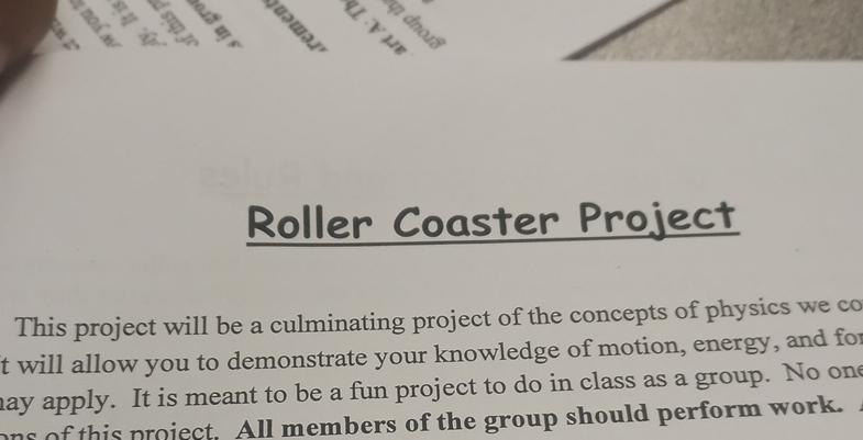 Solved Roller Coaster ProjectThis project will be a | Chegg.com