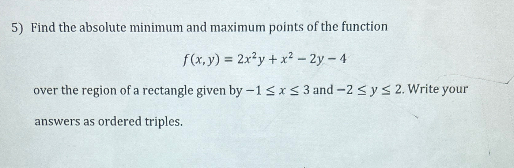 Solved Find the absolute minimum and maximum points of the | Chegg.com
