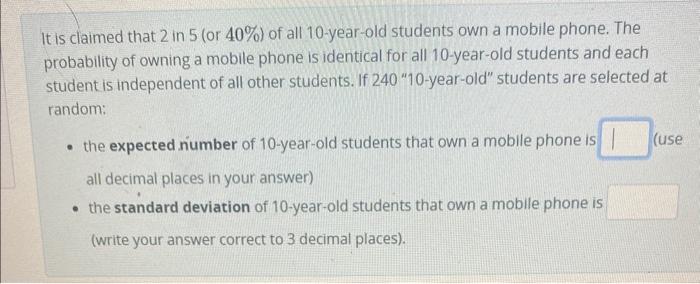 Solved It is claimed that 2 in 5 (or 40% ) of all 10 | Chegg.com