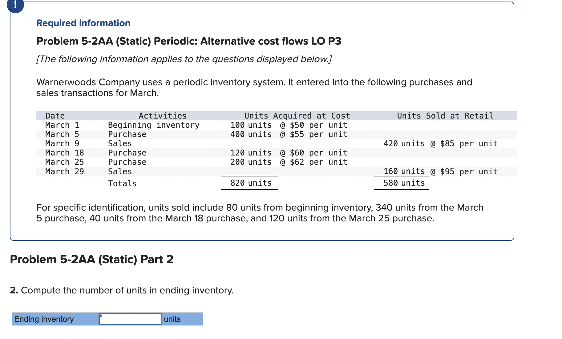 Solved Problem 5-2AA (Static) ﻿Periodic: Alternative cost | Chegg.com