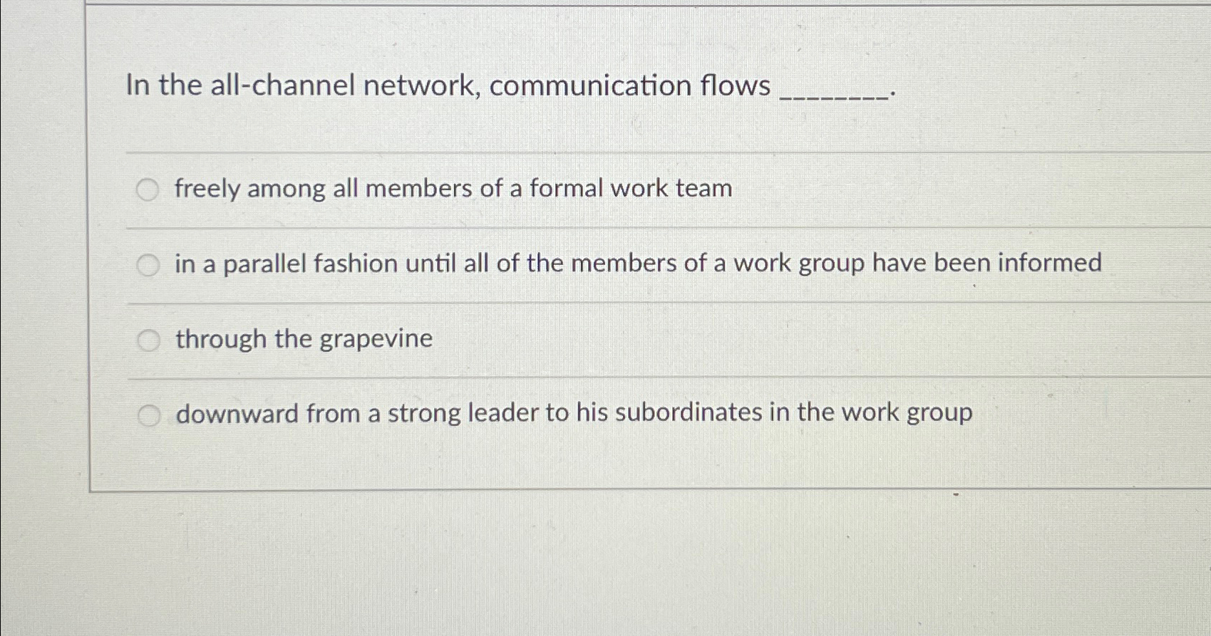 Solved In the all-channel network, communication flowsfreely | Chegg.com