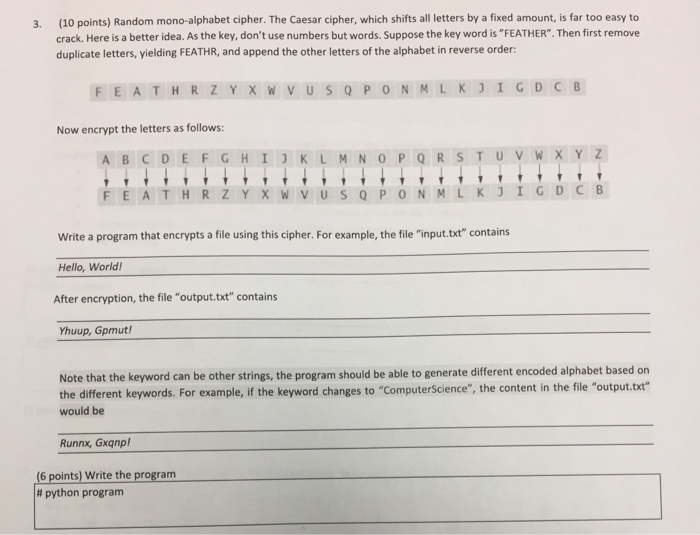 Solved 3. (10 points) Random mono-alphabet cipher. The | Chegg.com