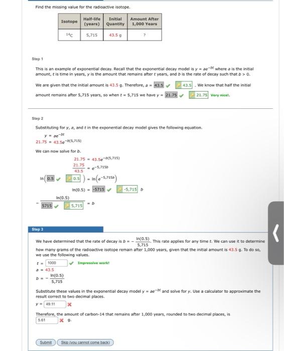 Solved Find the missing value for the radioactive isotope. | Chegg.com