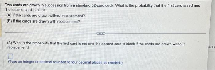 Solved Two cards are drawn in succession from a standard | Chegg.com