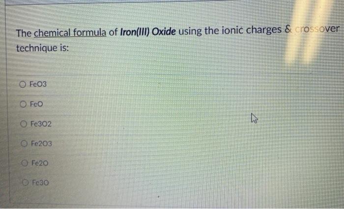 Solved The chemical formula of Iron(III) Oxide using the | Chegg.com