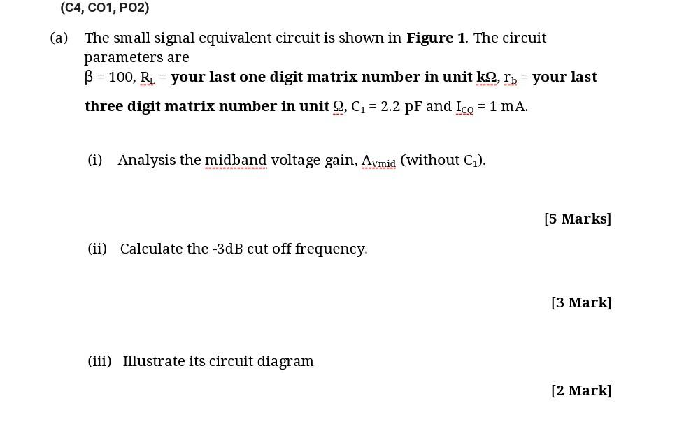 Solved (C4, C01, PO2) (a) The small signal equivalent | Chegg.com