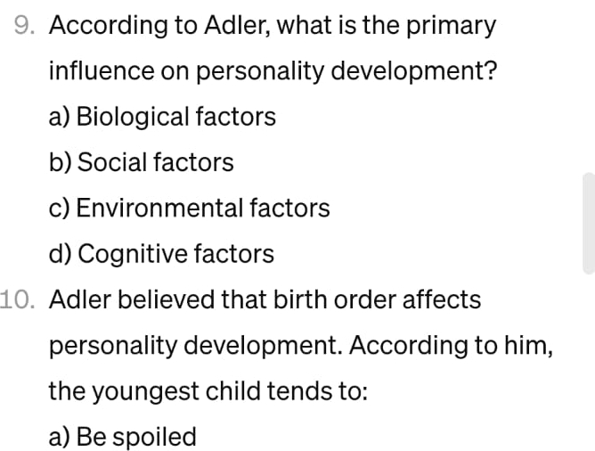 Solved According to Adler, what is the primary influence on | Chegg.com