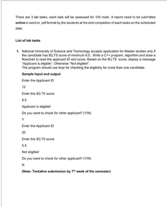 Solved There are 3 lab tasks, each task will be assessed for | Chegg.com