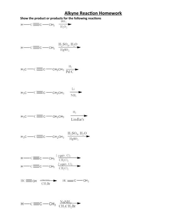 Solved alkyne reactions. show product or products formed. | Chegg.com