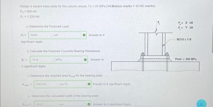 Design a square base plate for the column shown. | Chegg.com