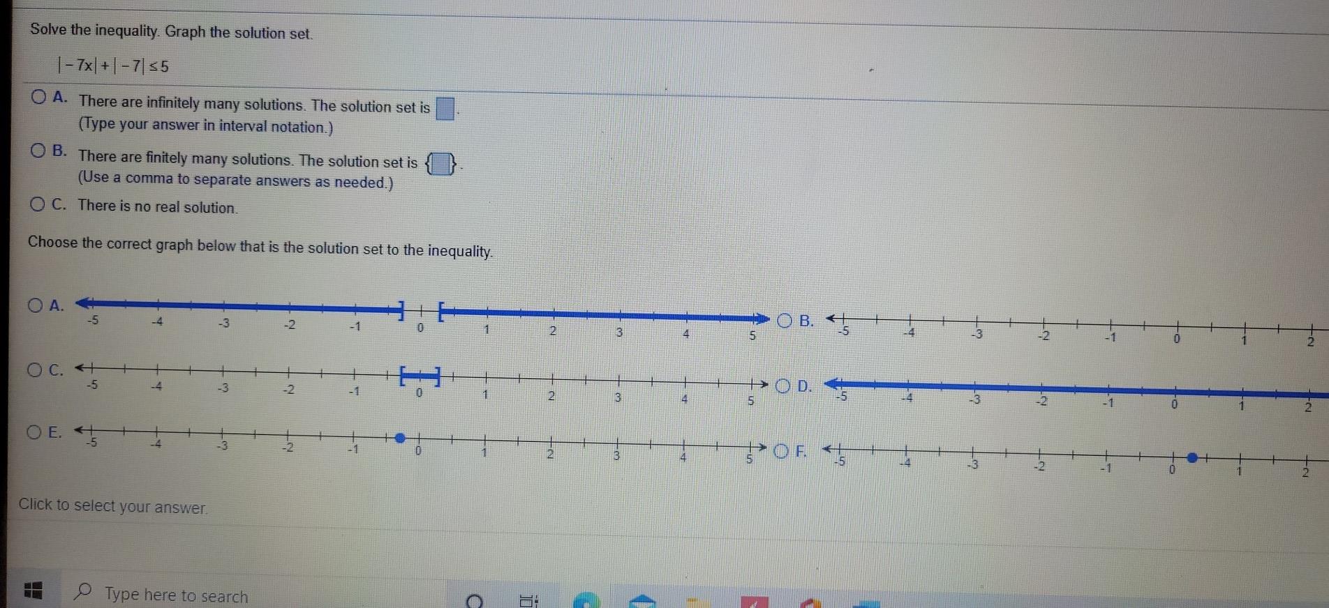 Solved Solve the inequality. Graph the solution set. 1 - 7x | Chegg.com