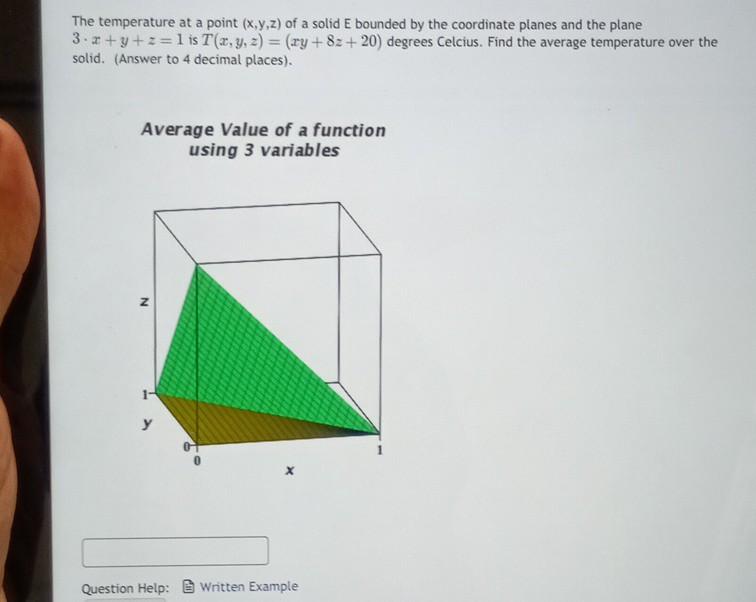 Solved The temperature at a point (x,y,z) of a solid E | Chegg.com