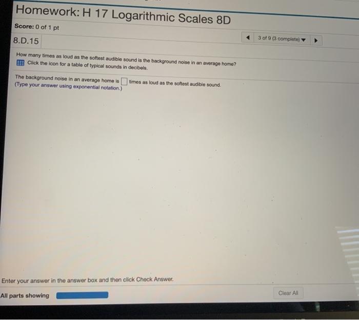 Solved Homework: H 17 Logarithmic Scales 8D Score: 0 of 1 pt | Chegg.com