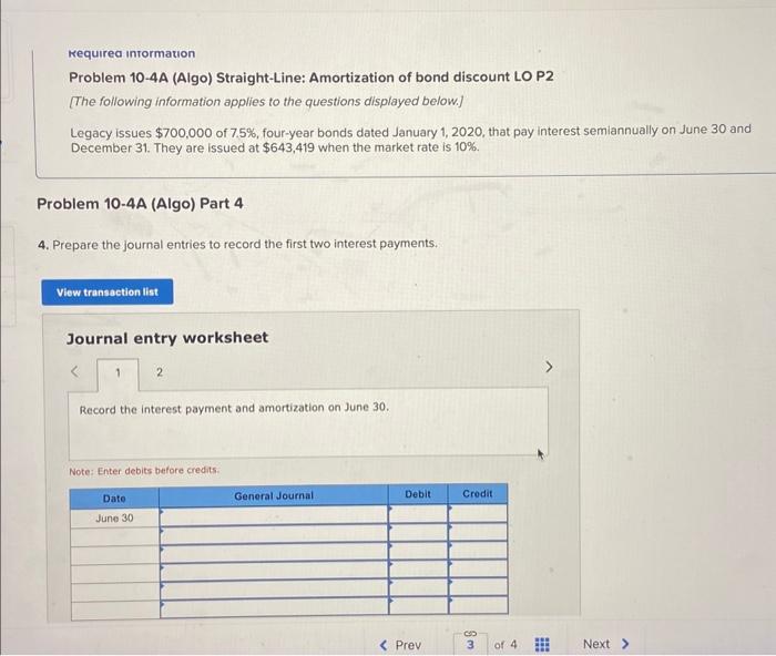 Solved Problem 10-4A (Algo) Straight-Line: Amortization of | Chegg.com