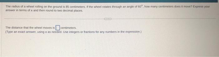 Solved The radius of a wheel rolling on the ground is 85 | Chegg.com