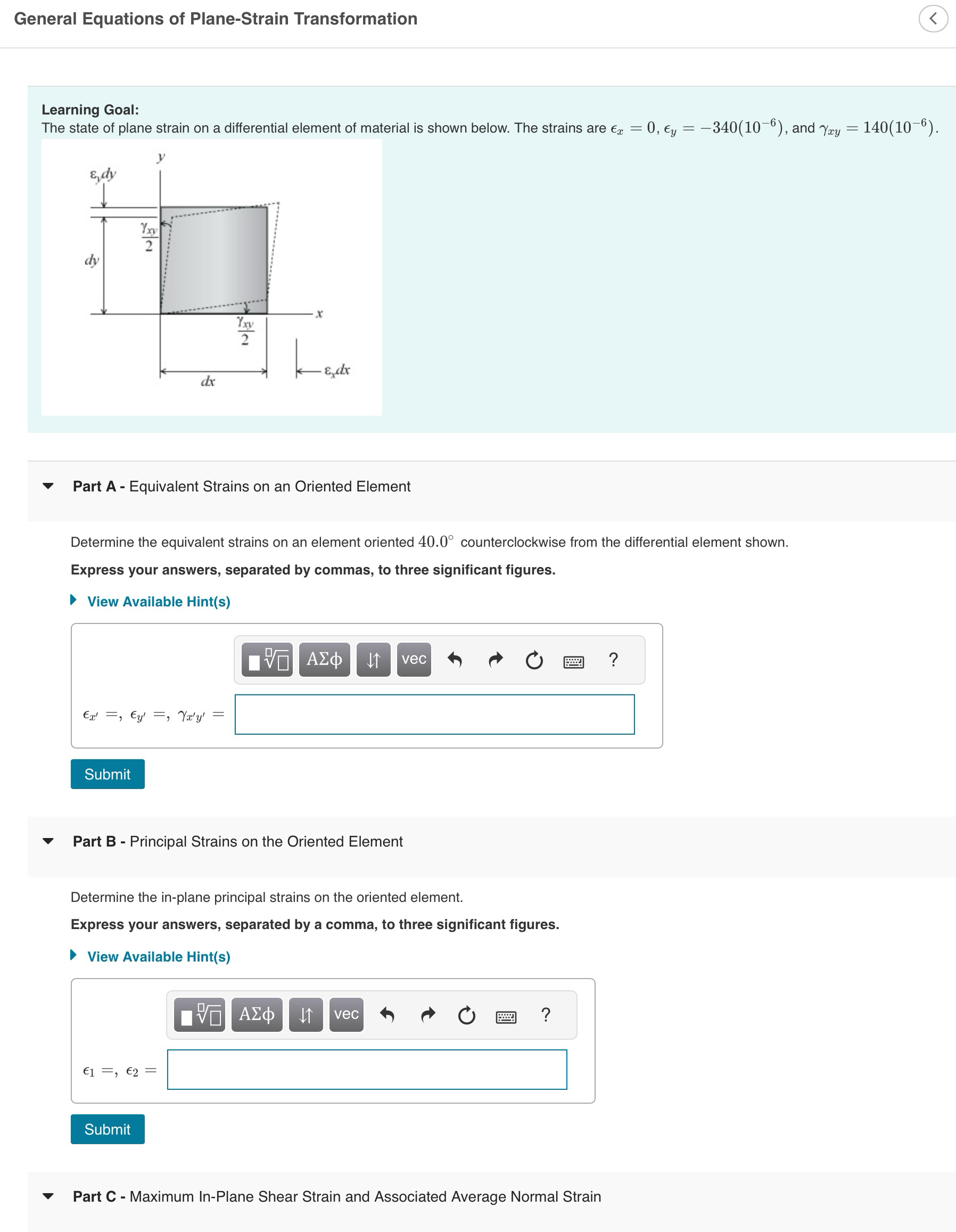 Solved General Equations of Plane-Strain | Chegg.com
