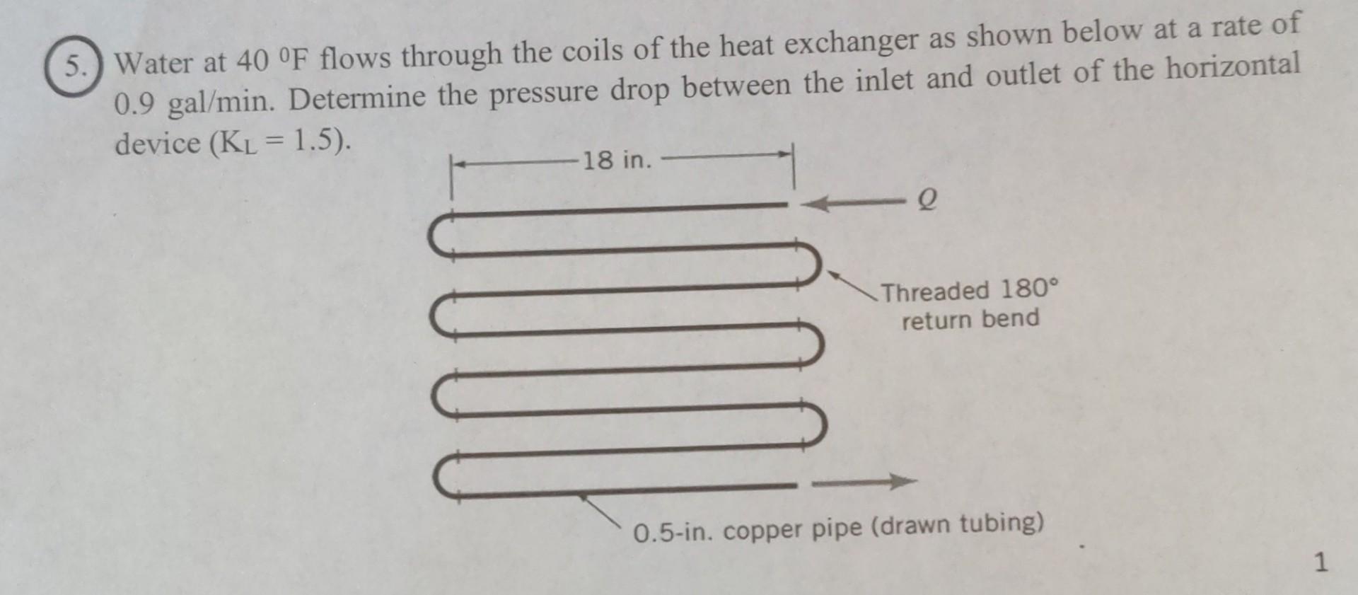 Solved 5.) Water at 40 °F flows through the coils of the | Chegg.com