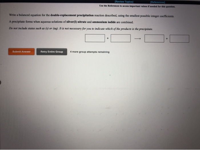 Solved Write a balanced equation for the double-replacement | Chegg.com