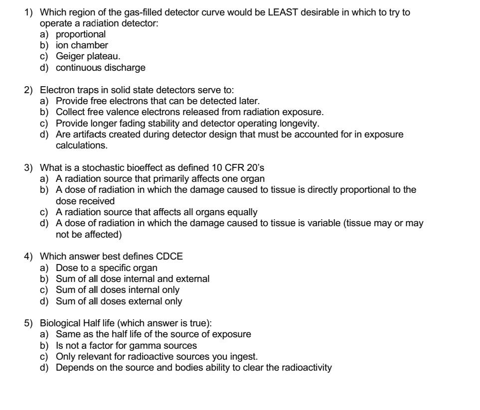 Solved 1) Which region of the gas-filled detector curve | Chegg.com