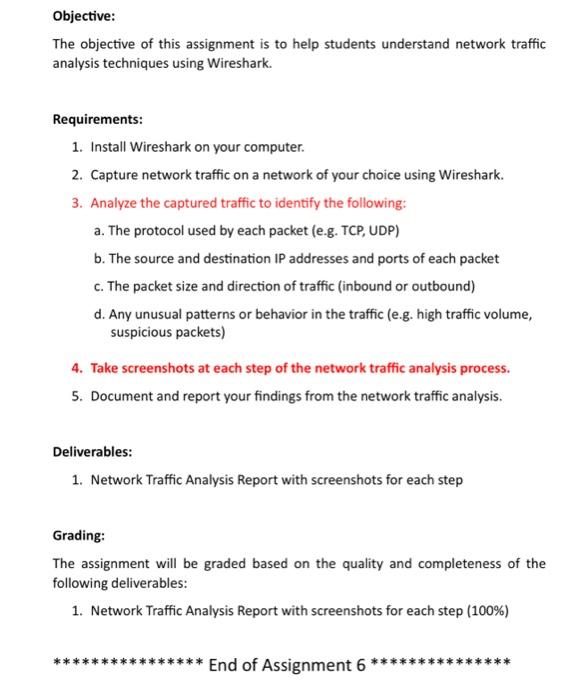 Solved Assignment 6: Network Traffic Analysis with Wireshark | Chegg.com