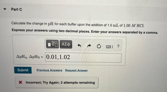 Solved Two buffers are prepared by adding an equal number of | Chegg.com