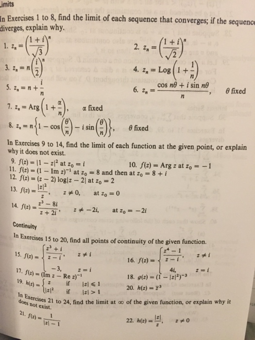 Solved Limits In Exercises 1 to 8, find the limit of each | Chegg.com