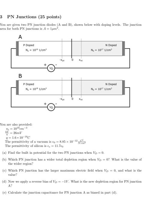 Solved 3 PN Junctions (25 points) You are given two PN | Chegg.com