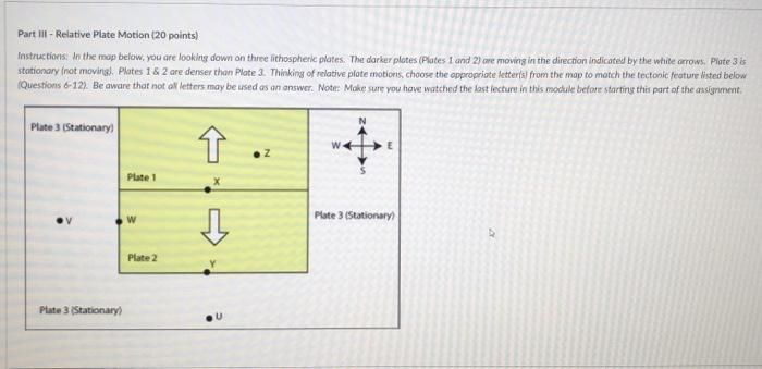 Solved Part III - Relative Plate Motion ( 20 points) | Chegg.com