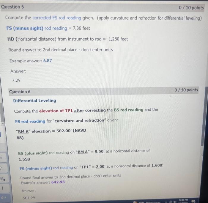 Solved Compute the corrected FS rod reading given. (apply | Chegg.com