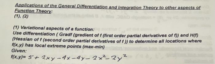 Solved Applications of the General Differentiation and | Chegg.com