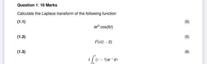 Solved Calculate the Laplace transform of the following | Chegg.com