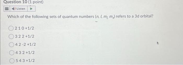 Solved Question 10 (1 point) Listen Which of the following | Chegg.com