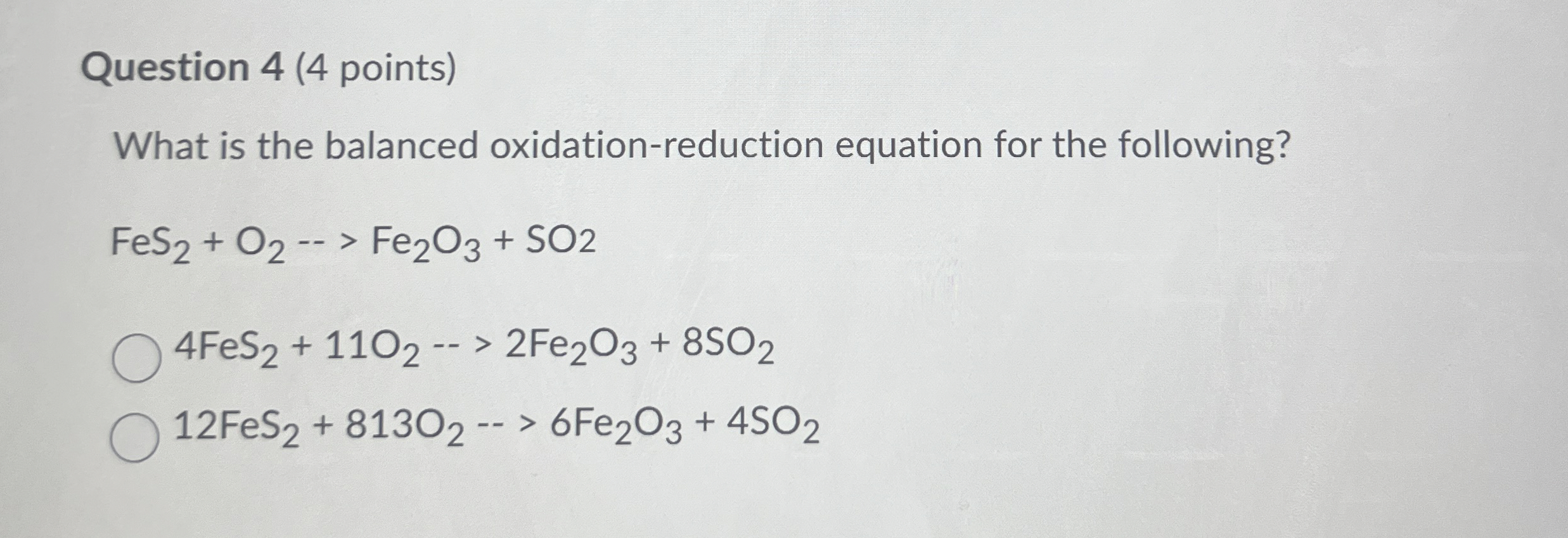 Solved Question 4 (4 ﻿points)What is the balanced | Chegg.com