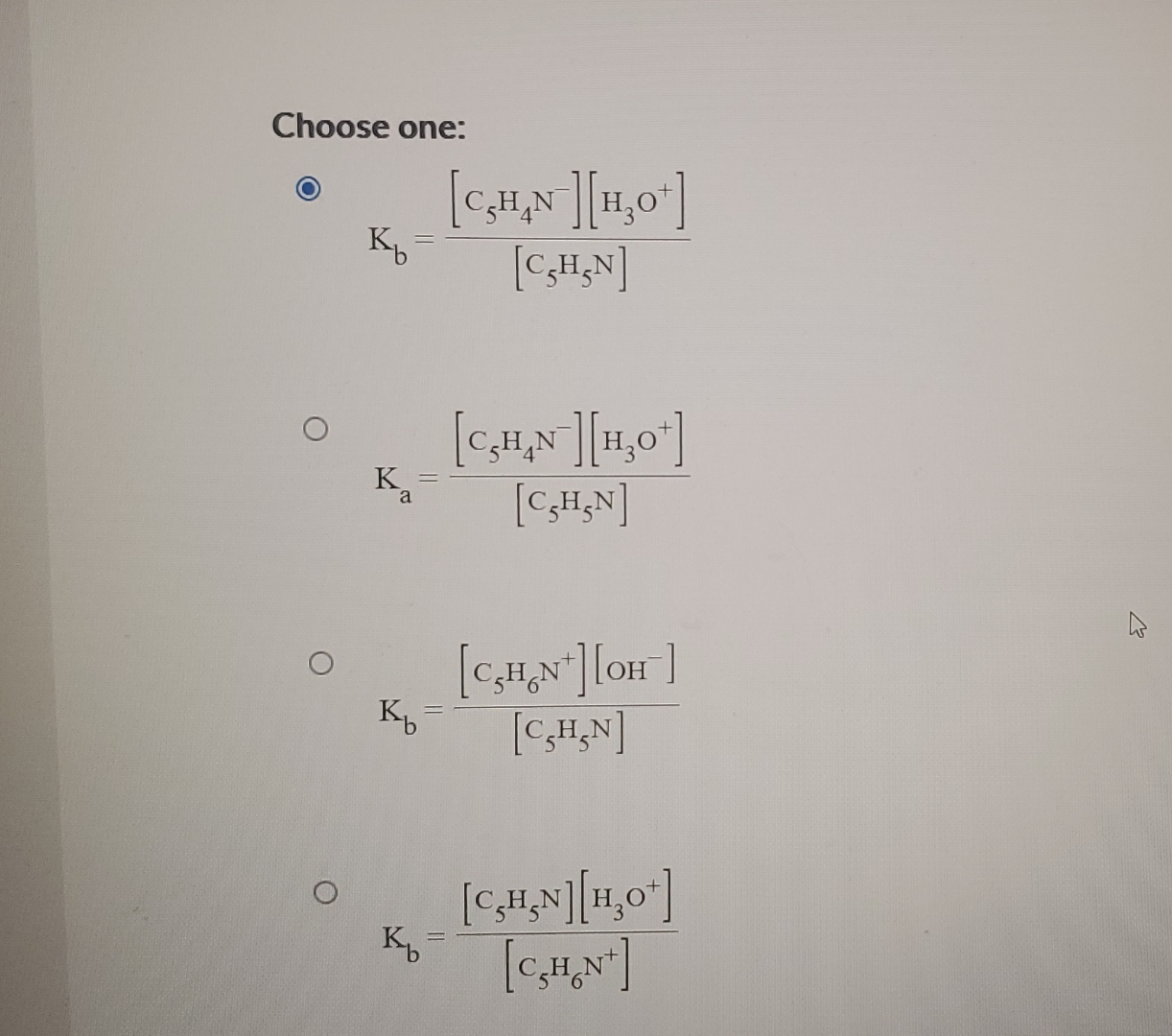 Solved Choose the correct dissociation constant expression | Chegg.com