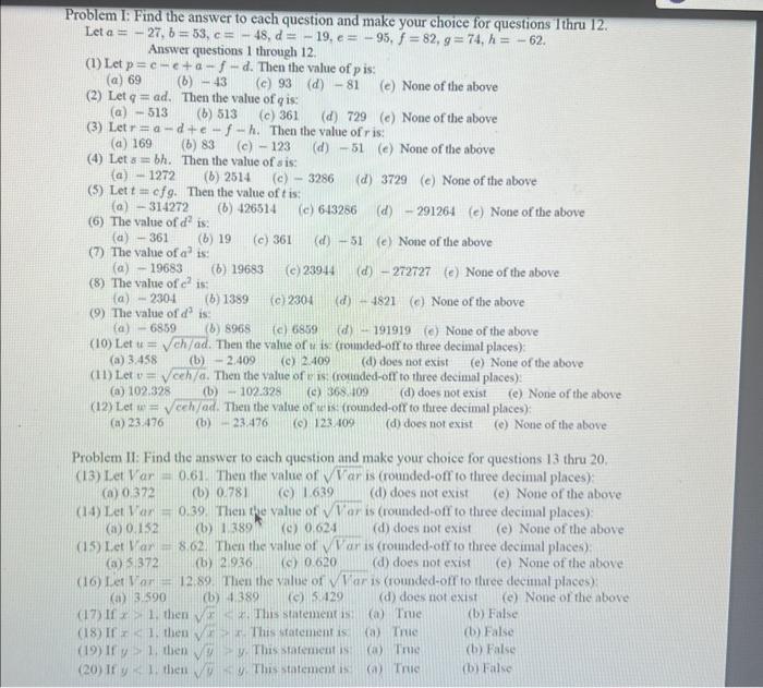 Solved Let a=−27,b=53,c=−48,d=−19,e=−95,f=82,g=74,h=−62. | Chegg.com