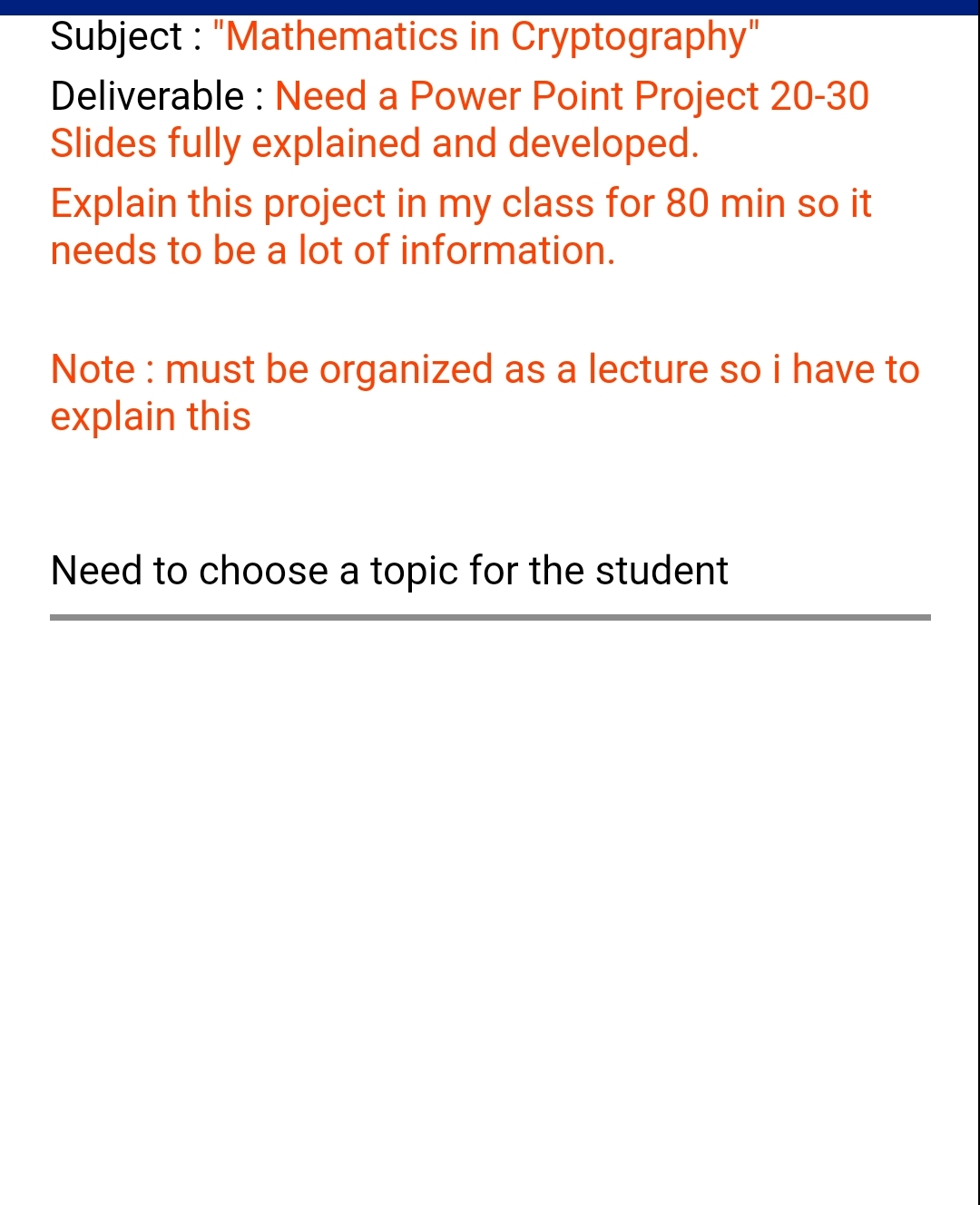Solved Subject : "Mathematics in Cryptography"Deliverable : | Chegg.com