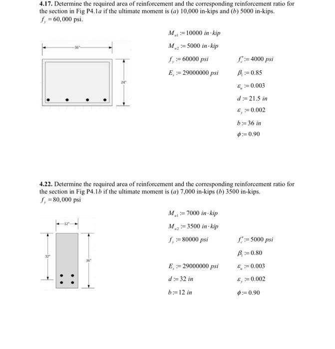 Solved 4.17. Determine the required area of reinforcement | Chegg.com