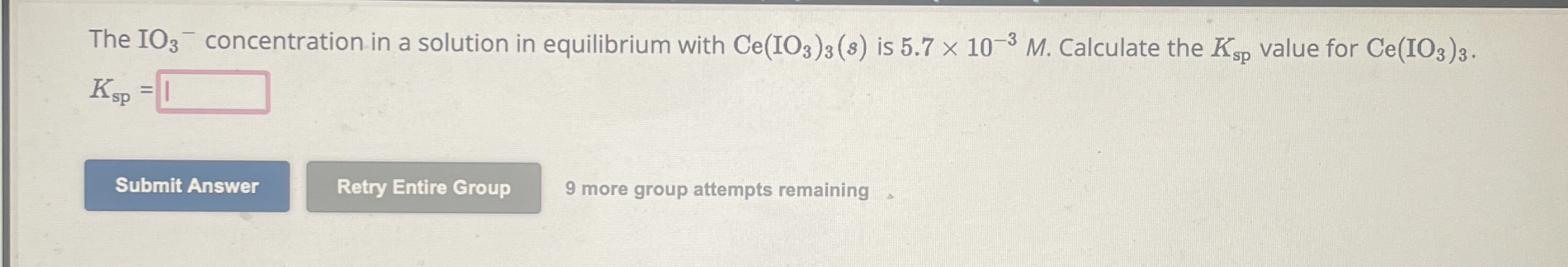 Solved The IO3-concentration in a solution in equilibrium | Chegg.com