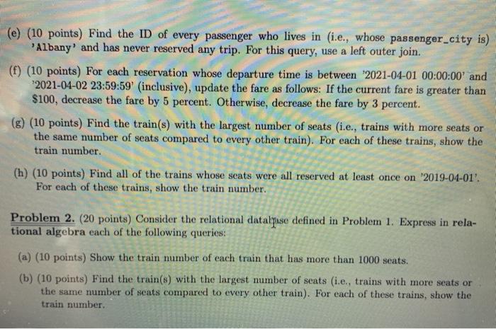 Solved Problem 1. (80 points) Consider the relational | Chegg.com