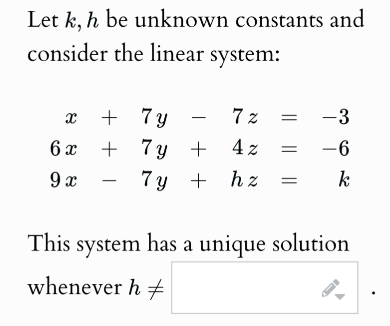 Solved Let k,h ﻿be unknown constants and consider the linear | Chegg.com
