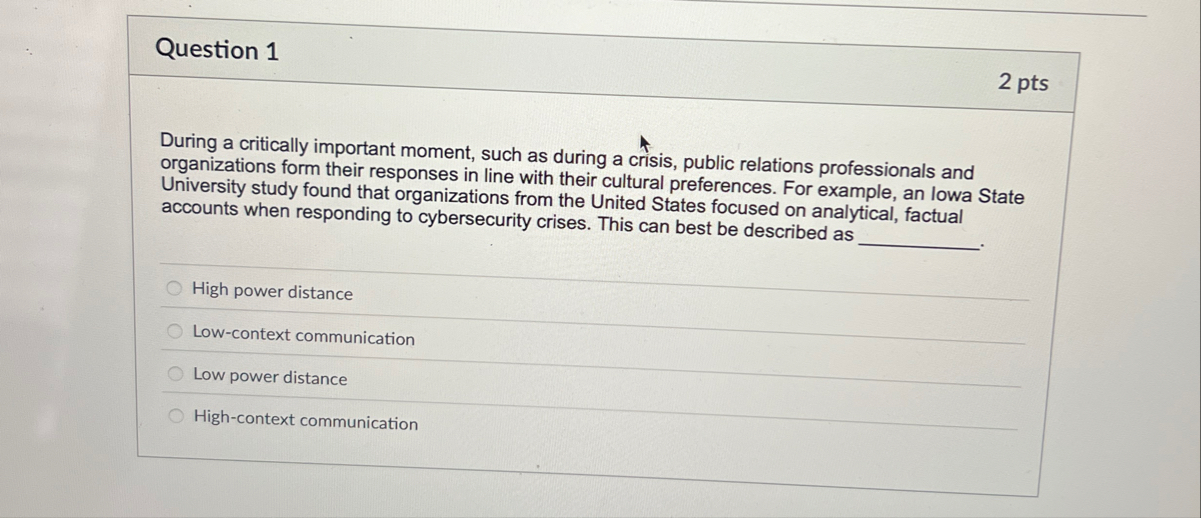 Solved Question 12 ﻿ptsDuring a critically important moment, | Chegg.com