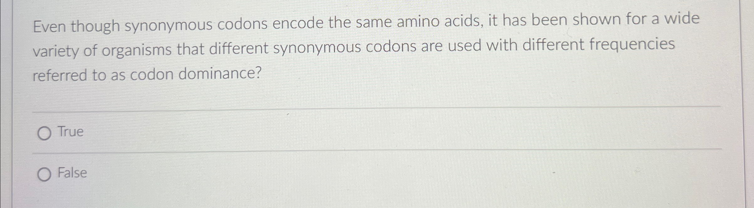 Solved Even though synonymous codons encode the same amino | Chegg.com