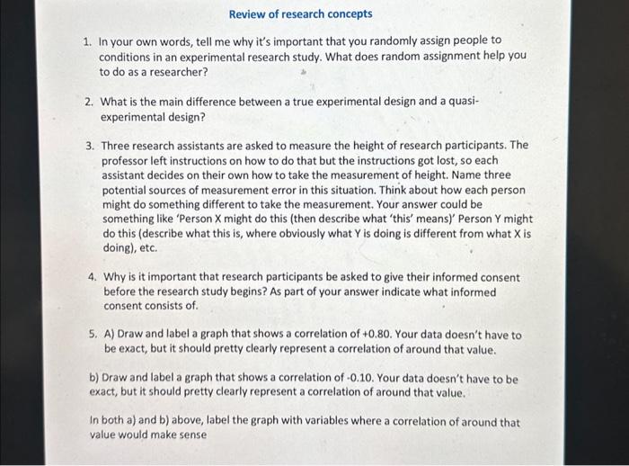 Solved Review of research concepts 1. In your own words, | Chegg.com