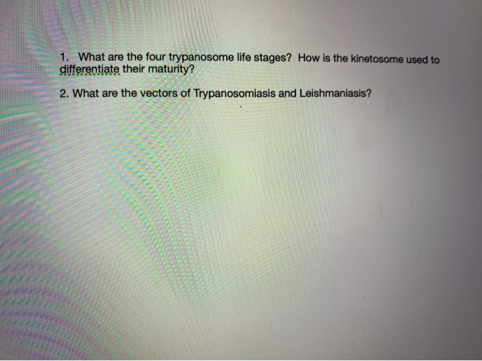 Solved 1. What are the four trypanosome life stages? How is | Chegg.com