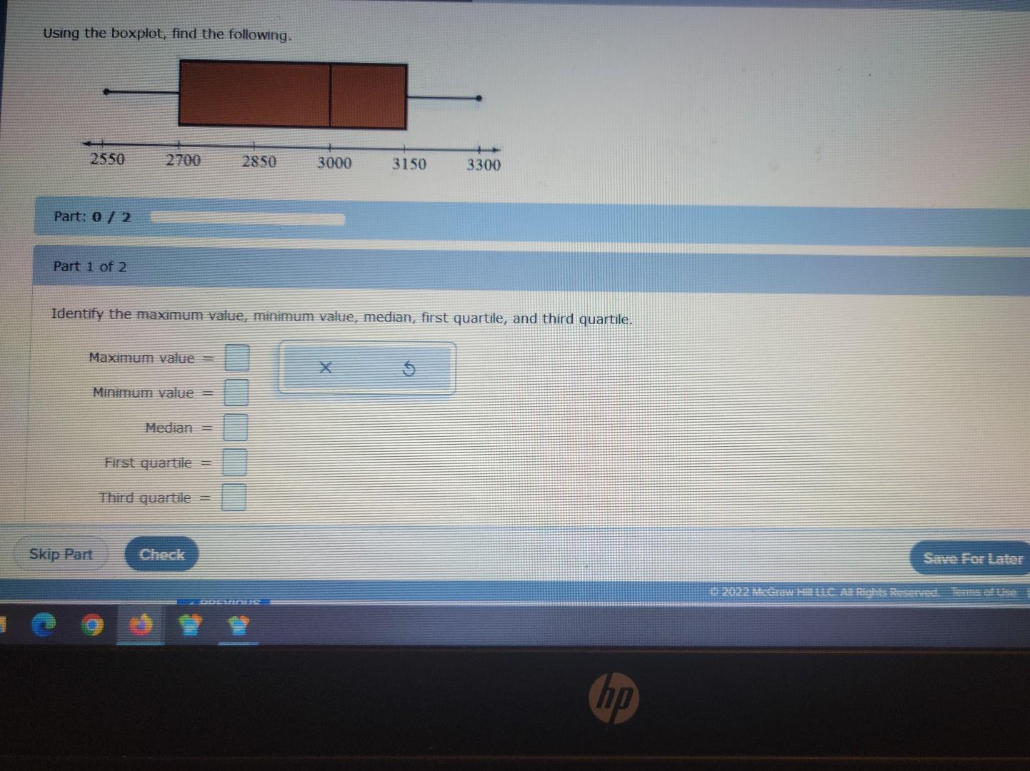 Solved Using the boxplot, find the following. Part: 0/2 Part | Chegg.com