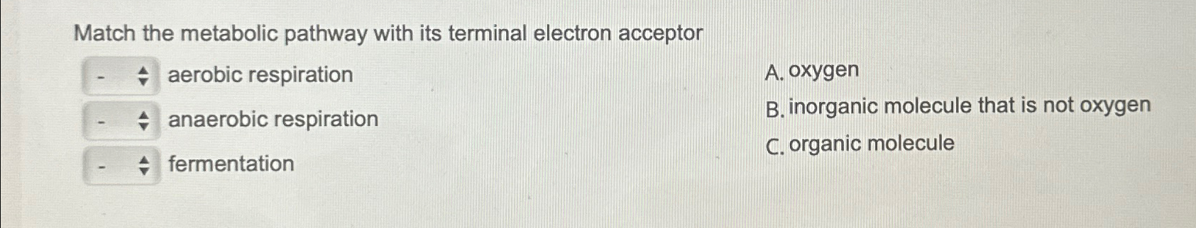 Solved Match the metabolic pathway with its terminal | Chegg.com