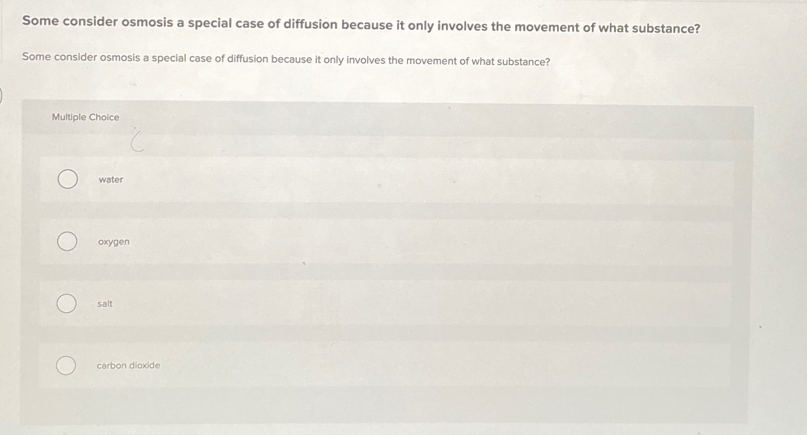 Solved Some consider osmosis a special case of diffusion | Chegg.com