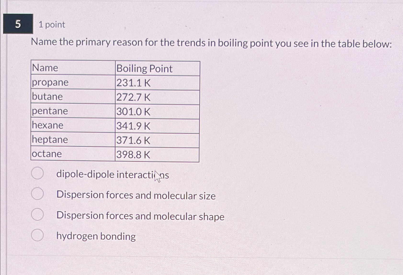 Solved 51 ﻿pointName the primary reason for the trends in | Chegg.com